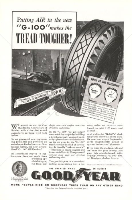 GOODYEAR - Putting AIR in the new "G-100" makes the TREAD TOUGHER ...