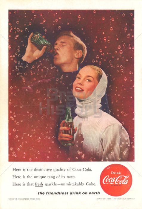 COCA-COLA - Here is that fresh sparkle · unmistakably Coke. | Brand-History