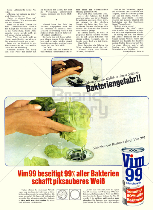 Vim 99 - Beseitigt 99 % aller Bakterien. | Brand-History